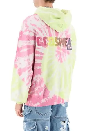 Gcds Logo Printed Tie-dye Hoodie - Pink