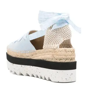 Stella McCartney Ribbon-detail Platform Espadrilles - Light Blue
