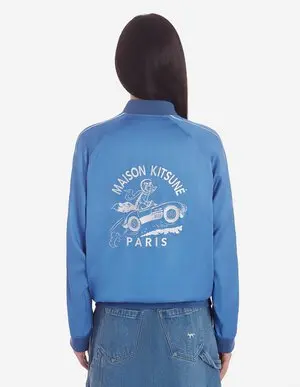 Maison Kitsuné Embroidered Satin Bomber Jacket - Blue