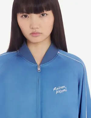 Maison Kitsuné Embroidered Satin Bomber Jacket - Blue