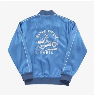 Maison Kitsuné Embroidered Satin Bomber Jacket