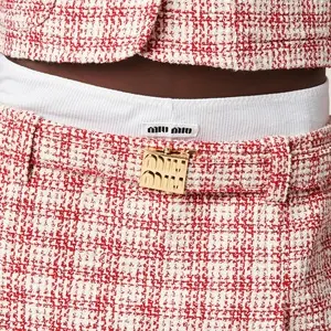 Miu Miu Belted A-line Tweed Miniskirt