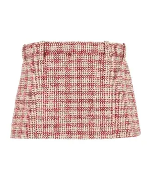 Miu Miu Belted A-line Tweed Miniskirt