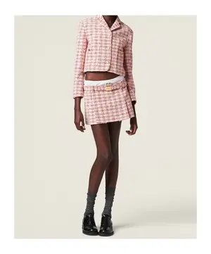 Miu Miu Belted A-line Tweed Miniskirt