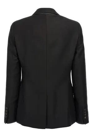 Brunello Cucinelli Monili Detailed Single-breasted Blazer - Black