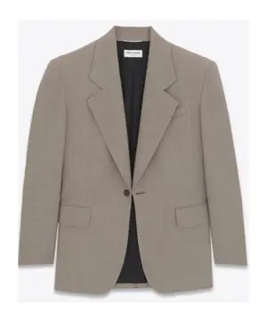Saint Laurent Single-breasted Oversized Blazer - Nude