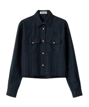 Miu Miu Checked Long Sleeve Shirt