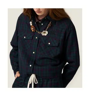 Miu Miu Checked Long Sleeve Shirt