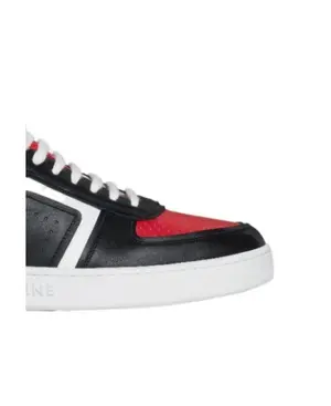 Celine Ct-01 High Top Sneaker In Calfskin - Black/white/red