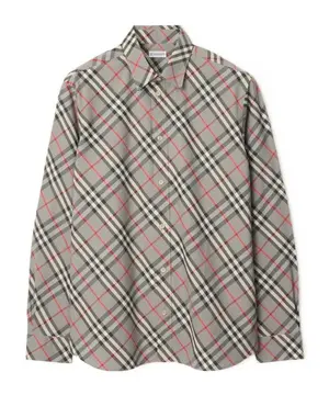 Burberry Long Sleeved Checked Shirt - Gray