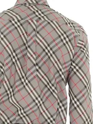 Burberry Long Sleeved Checked Shirt - Gray