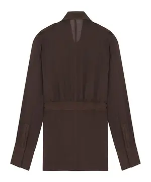 Saint Laurent Saharienne Belted Long-sleeved Dress - Brown