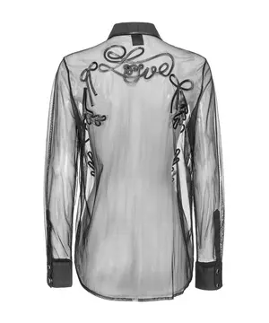 Pinko Semi-sheer Embroidered Buttoned Shirt