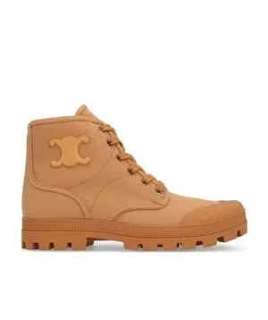 Celine Patapans Lace-up Boots In Canvas