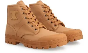Celine Patapans Lace-up Boots In Canvas