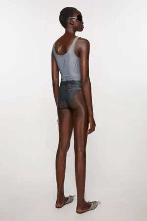 Acne Studios One-piece Swimsuit With Optical Illusion And Logo