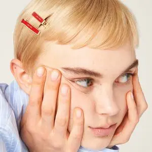 Miu Miu Enameled Metal Hair Clips With Logo Detail