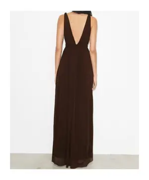 Tory Burch V-neck Viscose Maxi Dress - Dark Cocoa