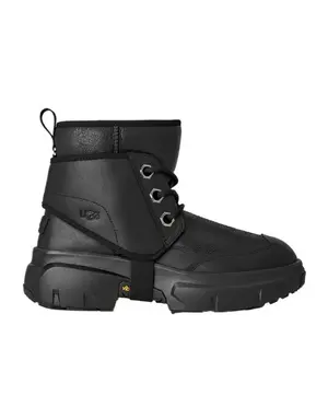 UGG Round Toe Platform Ankle Boots With Pull-tab Detail - Black