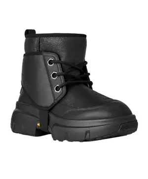 UGG Round Toe Platform Ankle Boots With Pull-tab Detail - Black