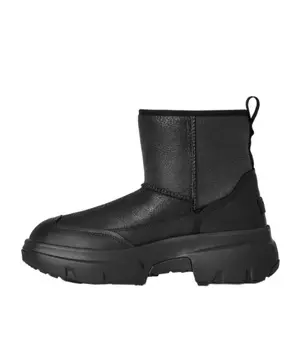 UGG Round Toe Platform Ankle Boots With Pull-tab Detail - Black