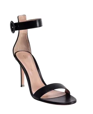 GIANVITO ROSSI Portofino Buckle Heeled Sandals - Black