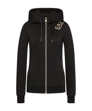 Emporio Armani Logo Zip-up Hooded Jacket - Black