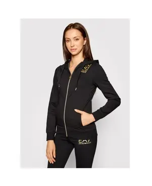 Emporio Armani Logo Zip-up Hooded Jacket - Black