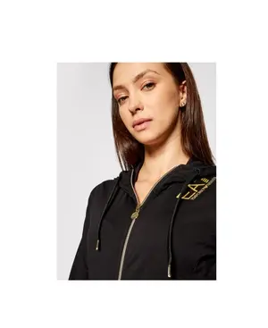 Emporio Armani Logo Zip-up Hooded Jacket - Black