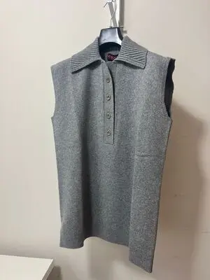 Gucci Sleeveless Knit Mini Dress With Mandarin Collar