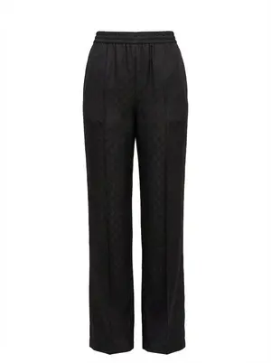 Gucci Gg Jacquard Monogram Elastic Waistband Pants - Black