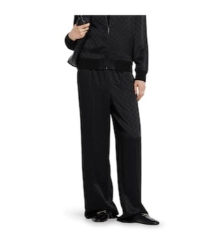 Gucci Gg Jacquard Monogram Elastic Waistband Pants - Black