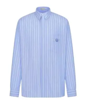Dior Logo Embroidered Striped Long-sleeve Shirt