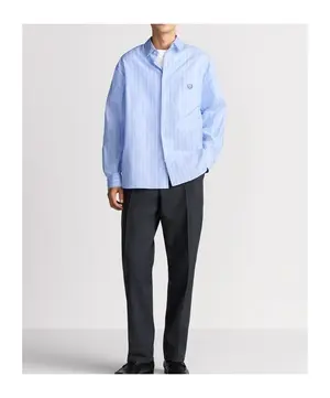 Dior Logo Embroidered Striped Long-sleeved Shirt