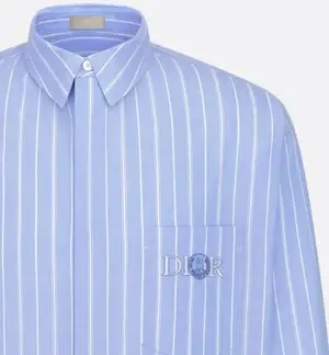 Dior Logo Embroidered Striped Long-sleeved Shirt