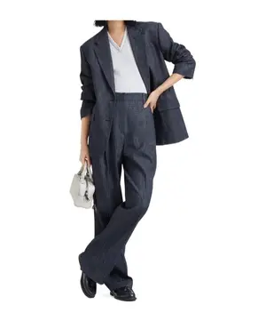 Brunello Cucinelli Long Sleeve V-neck Ribbed Jersey Top