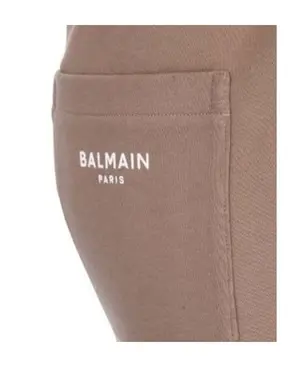 Balmain Cotton Shorts With Flocked Logo - Brown