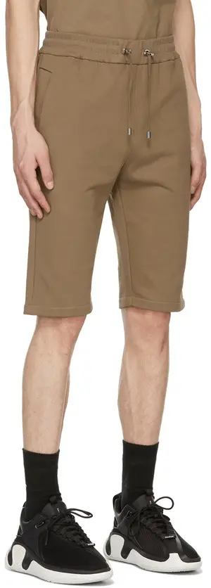 Balmain Cotton Shorts With Flocked Logo - Brown