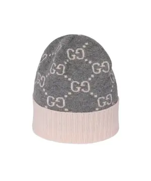 Gucci Logo Intarsia Knit Beanie - Gray