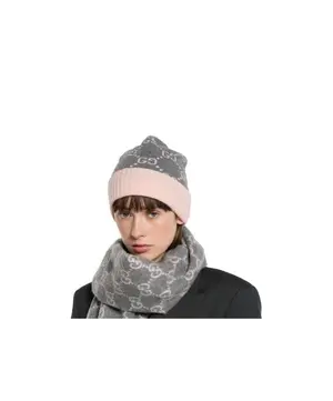 Gucci Logo Intarsia Knit Beanie - Gray