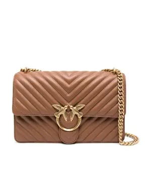 Pinko V-shaped Quilted Shoulder Bag - Brown
