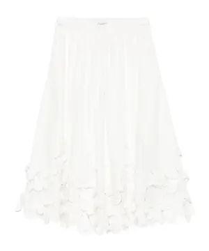 FORTE_FORTE Midi Skirt With Floral Appliqu - White