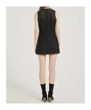 Marissa Chiara Sleeveless Checkered Dress With Button Detail