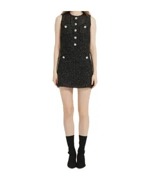 Marissa Chiara Sleeveless Checkered Dress With Button Detail
