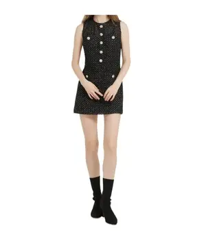 Marissa Chiara Sleeveless Checkered Dress With Button Detail