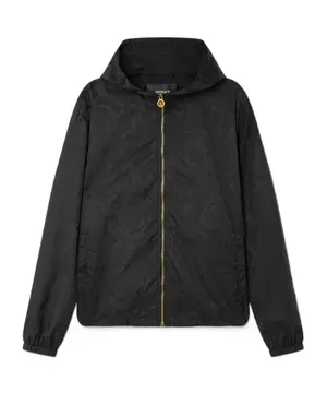 Versace Barocco Pattern Zip-up Hooded Jacket - Black
