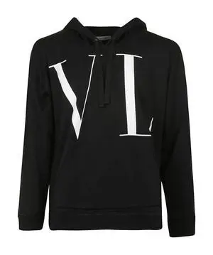 Valentino Garavani Logo Print Hooded Sweater - Black