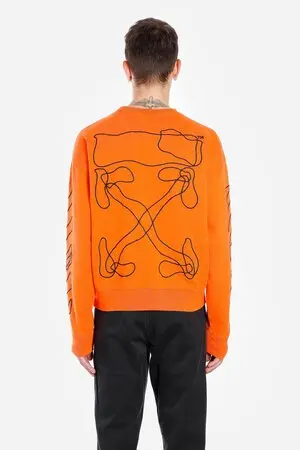 Off-White Abstract Arrow Embroidered Crew Neck Sweater