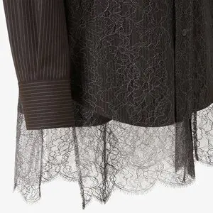 Fendi Long Sleeved Pinstriped Lace Shirt
