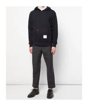 Thom Browne Striped Drawstring Hoodie - Navy